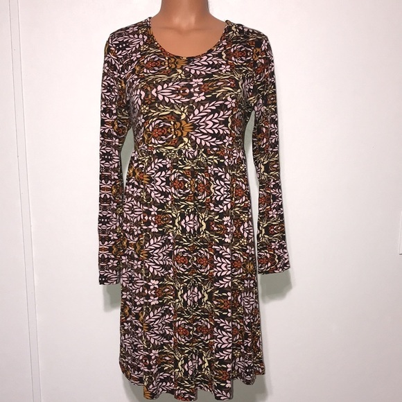 EARTHBOUND | Dresses | Earthbound Floral Scoop Neck Long Sleeve Dress ...